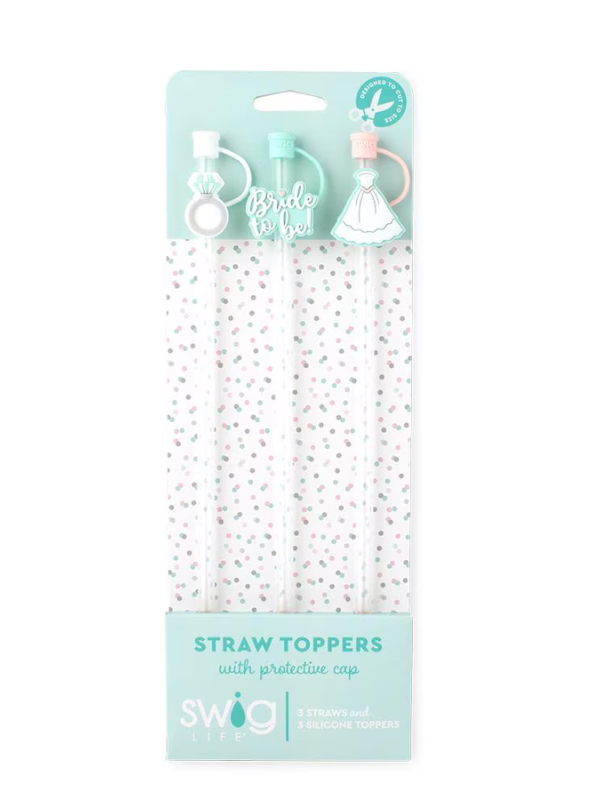 Bride to Be Straw Toppers with Protective Cap by Swig Life — Pecan Row