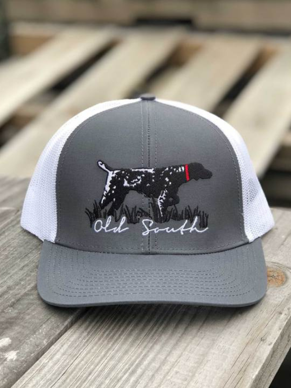 Pointer Trucker Hat in Graphite/White by Old South — Pecan Row